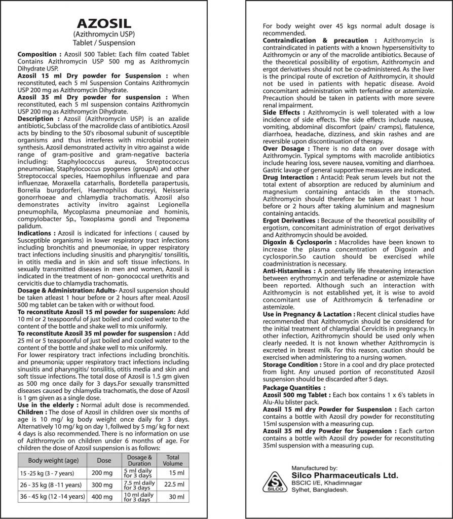 Azosil 15ml PFS - Silco Pharmaceuticals Limited