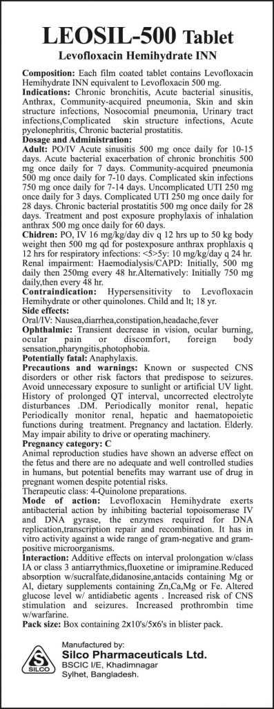 Leosil-500 Tablet - Silco Pharmaceuticals Limited